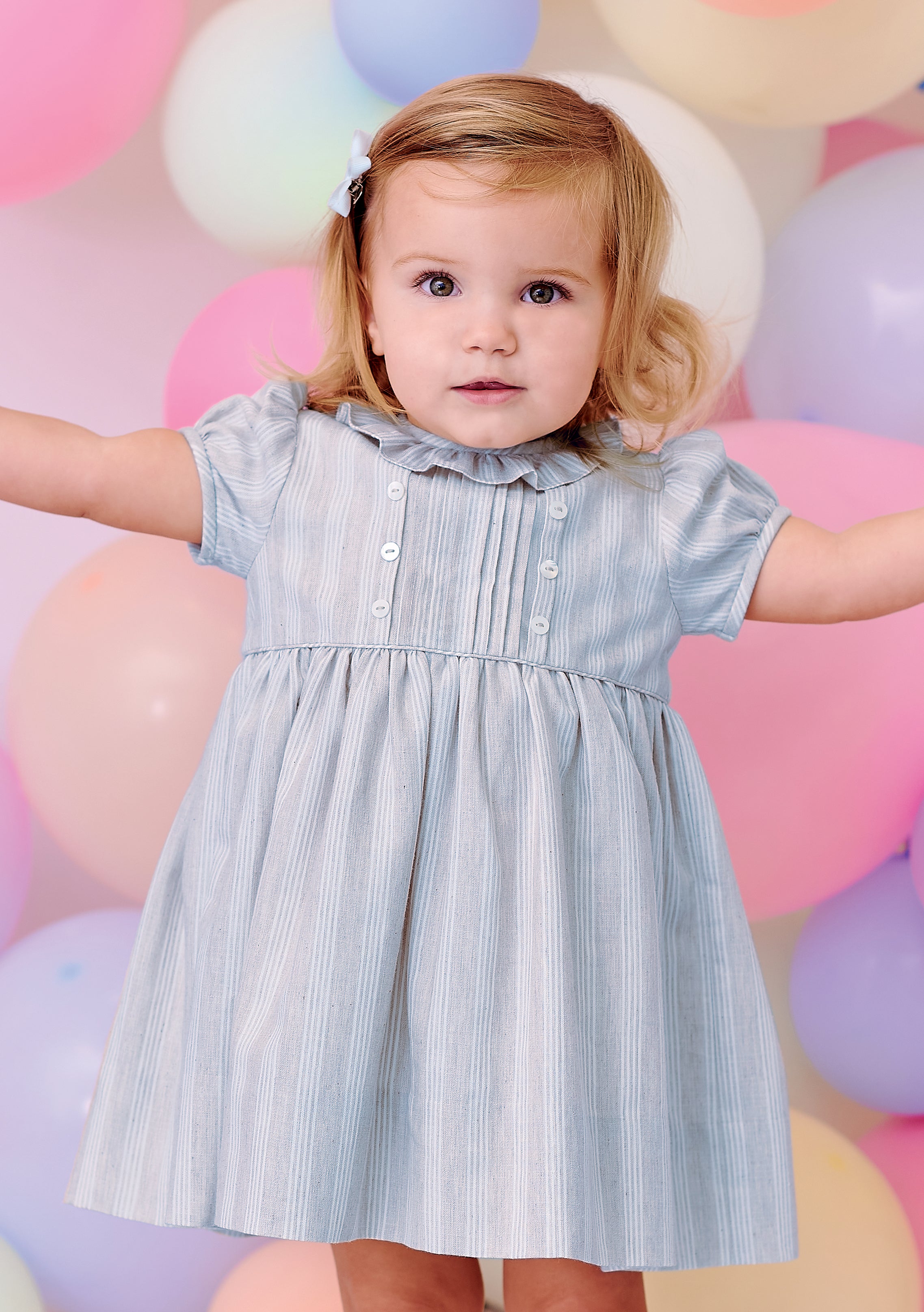 Sarah Louise Ivory & Blue Dress- 012930 – Bella Sienna