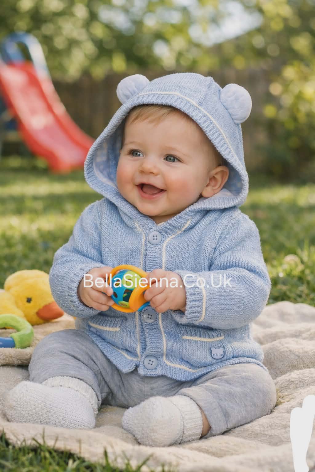 Mayoral Blue And White Knitted Jacket With Cute Little Ears 2301 ...