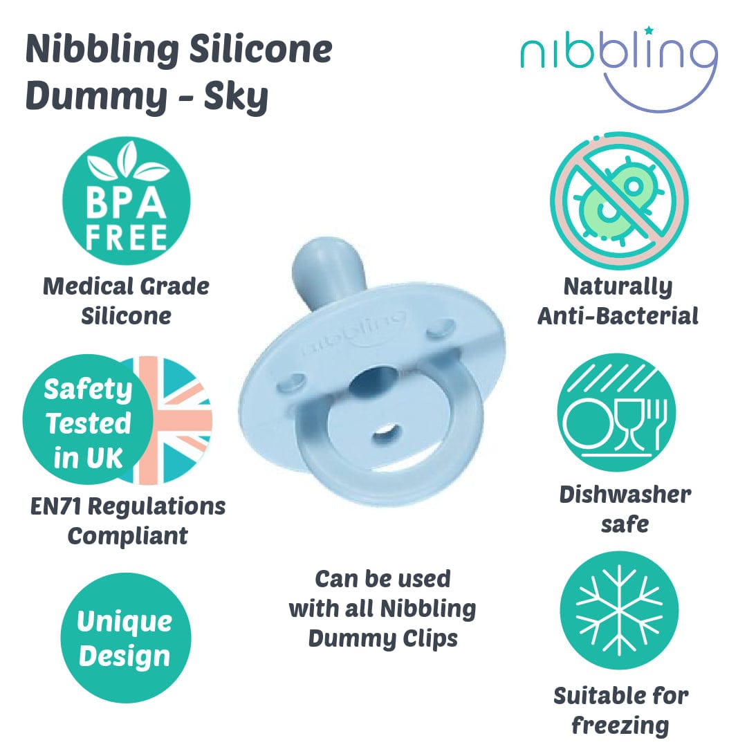 Nibbling Silicone Soother - Sky Blue - Dummy - Size 1 – Bella Sienna